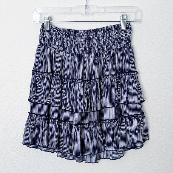 Rachel Parcell | Skirts | Rachel Parcell Smocked Blue Striped Ruffle ...